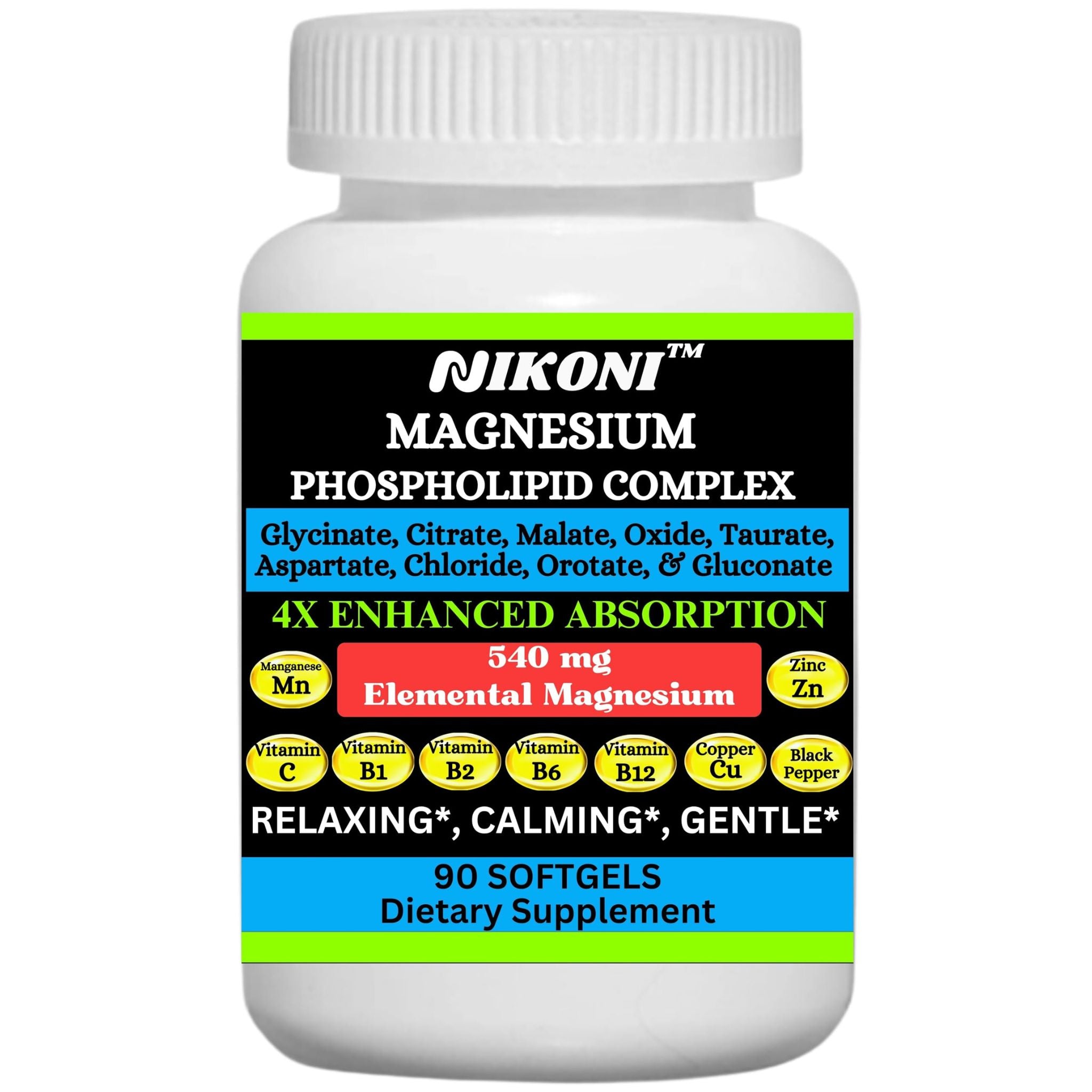 Nikoni Phospholipid Magnesium Complex 2500mg (9 Magnesium Salts, 5 Vit ...